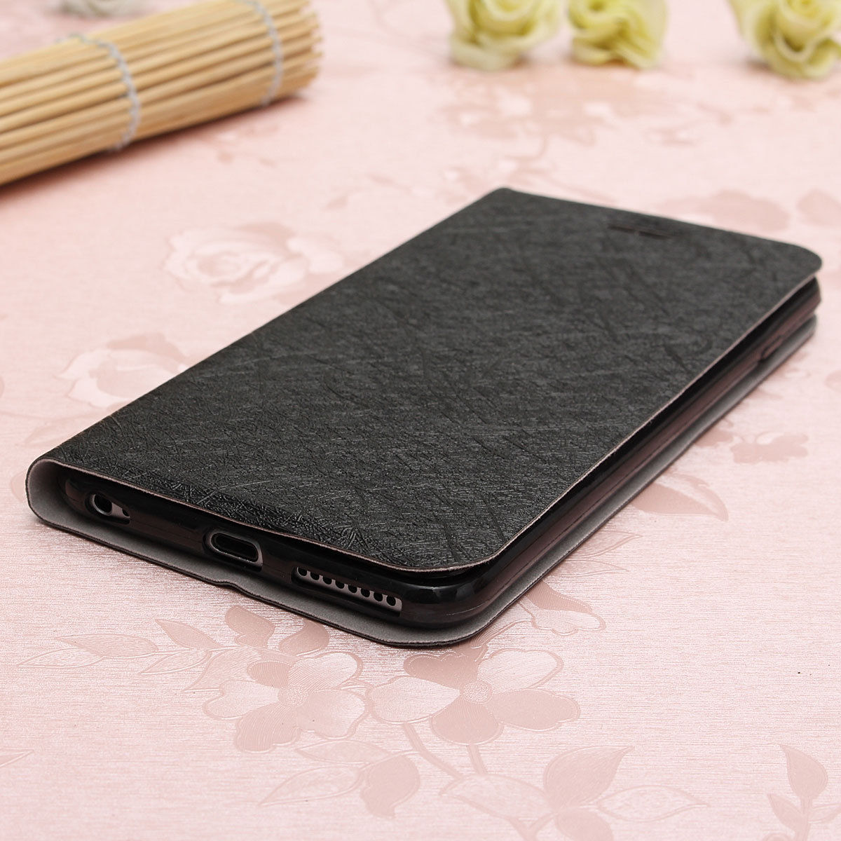 Steel Wire Grain Pu Leather Flip Wallet Card Stand Case For Iphone 6 6s ...